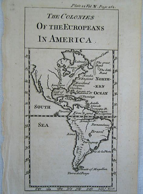 The Colonies of the Europeans In America, 18th Century Map Print ...